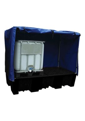 Heavy Duty Double IBC Bund Cover & Frame - Blue