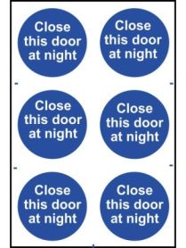 PVC Close This Door at Night Signs