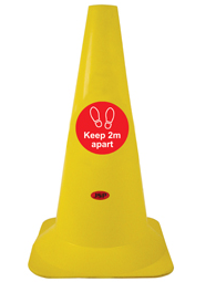 Social Distancing - Yellow 50cm Hazard Cone