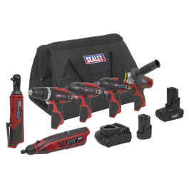Sealey 6 x SV12 Series Cordless Power Tool Combo Kit 12V - 2 Batteries