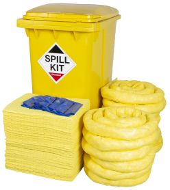 360 Litre Chemical Spill Kit in Yellow Wheelie Bin | Industrial-Grade ...