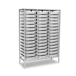 45 Tray Tall Triple Metal Storage Unit - Grey Frame