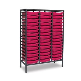 45 Tray Tall Triple Metal Storage Unit - Charcoal Frame