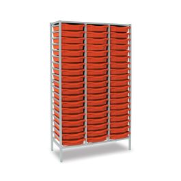 57 Tray Triple Column Metal Storage Unit - Grey Frame